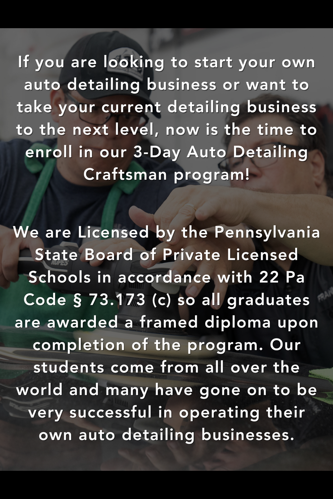 3-Day Auto Detailing Craftsman Seminar